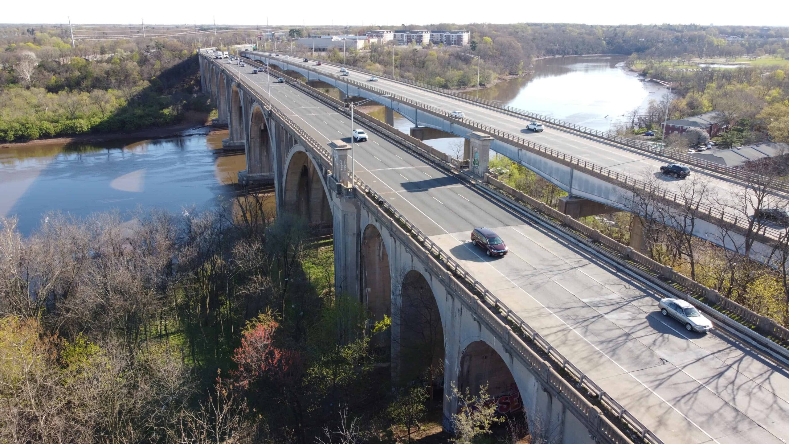 Father and Son Bridges over the Raritan River in New Jersey - Route 1 Views