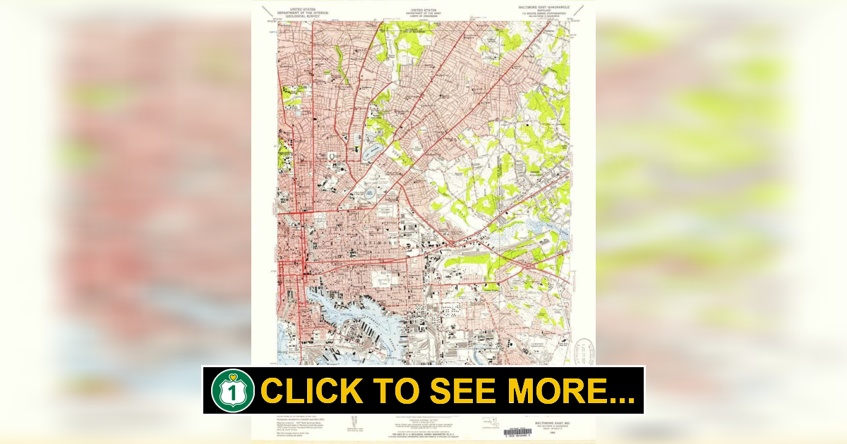 Baltimore Road Map from 1953 - Route 1 Views